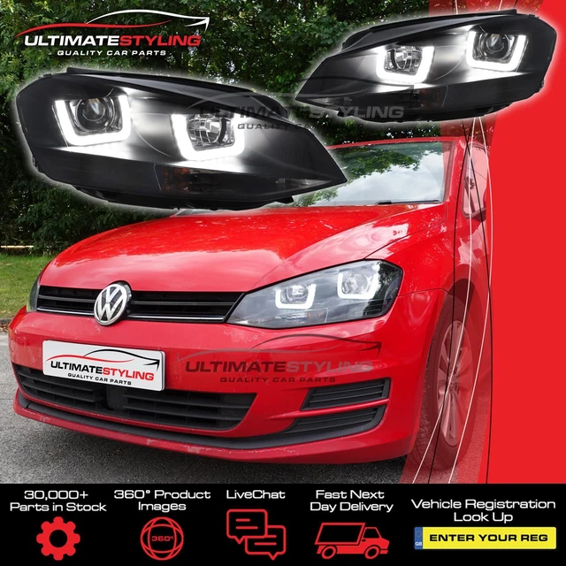 VW GOLF MK7 GTi Style U Headlights LED DRL Black Type Xenon Look 2012 ...