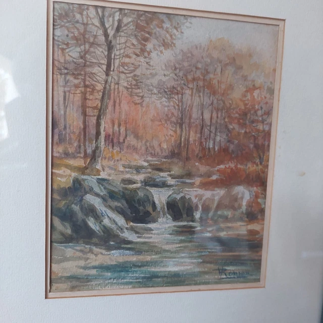 ANCIENNE AQUARELLE SIGNÉ L Renson- Paysage D'un Ruisseau Avec Cascade EUR 20,00 - PicClick FR