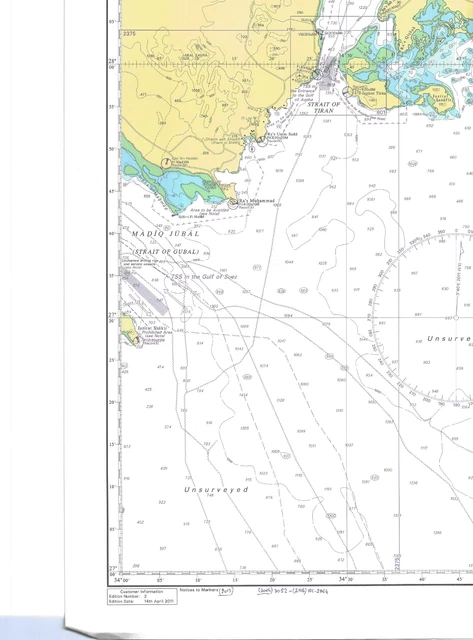 CARTE MARINE ADMIRALTY 12 Aqabah Duba Ports Mer Rouge Arabie Saoudite ...