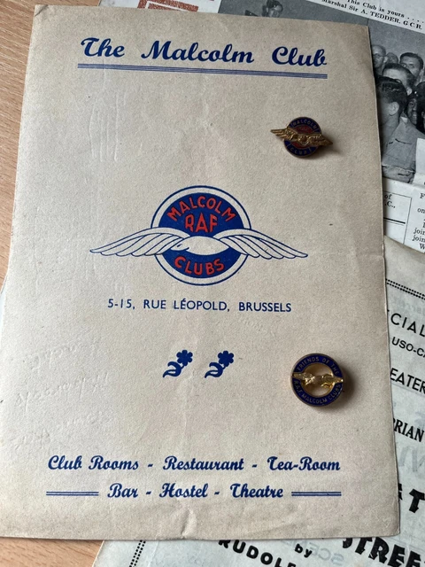 RARE WW2 BRITISH Royal Air Force (Malcolm Club) Document and Badge ...