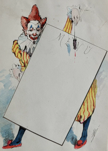 MENU, ORIGINAL DRAWING, Menu Model, Signed Watercolor And Ink Circa ...