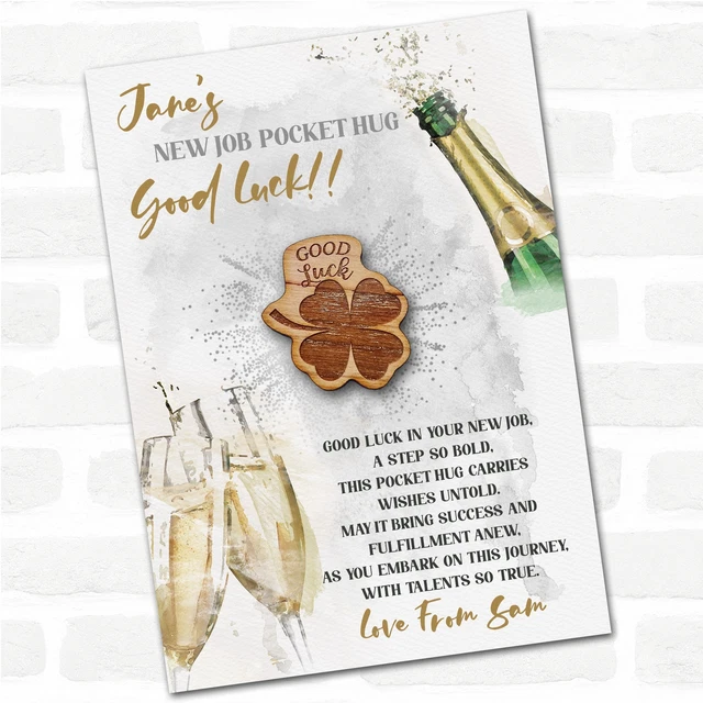 FOUR LEAF CLOVER Good Luck New Job Congratulations Personalised Gift ...