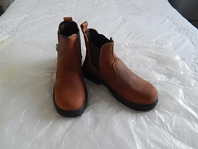 WARRIOR GENTS PAIR of Tan Steel Toe Cap Boots Size 9 /43 slip resistant ...