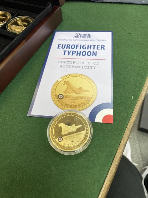 RAF EUROFIGHTER TYPHOON ROYAL AIR FORCE 44m ENAMELLED GOLD PLATED MEDAL ...