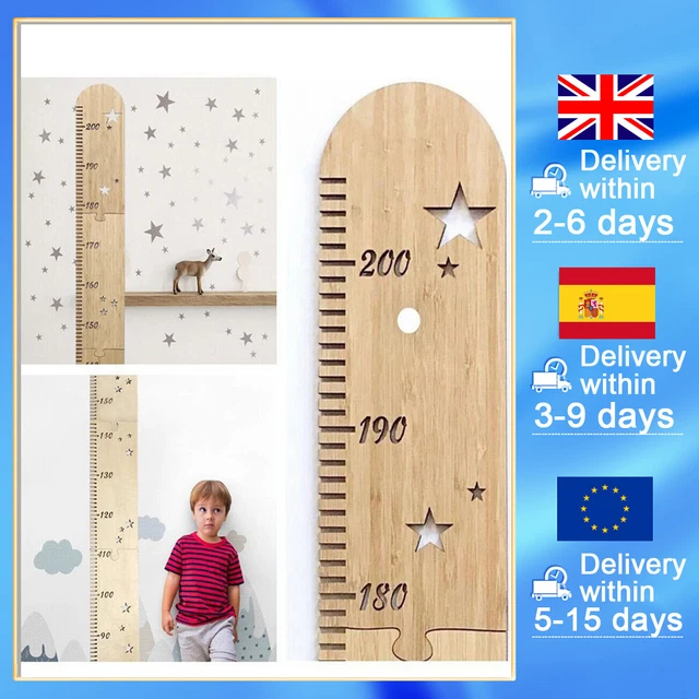 WOODEN KIDS CHILDREN Height Growth Charts Ruler Meter Measurement Gauge ...