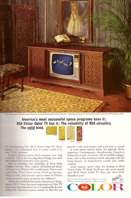 1965 RCA COLOR TV Television Cabinet Original Vintage Print ...