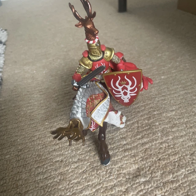 PAPO TOYS RED Stag Knight and Horse Figure Medieval Fantasy Model 2007 ...