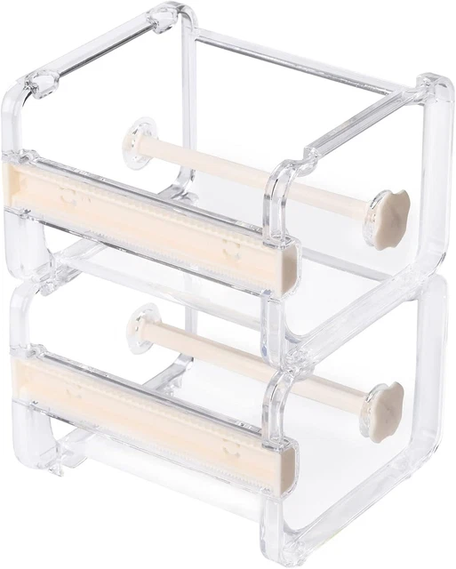 2 PACK TRANSPARENT Desktop Multi Washi Masking Tape Storage Dispenser ...
