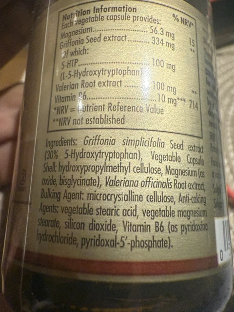 SOLGAR GRIFFONIA 5-HTP Complex Vegetable Capsules, 30-Pack (Brand new ...