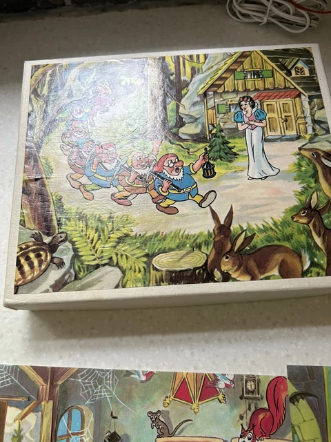 WALT DISNEY SNOW White & The Seven Dwarfs- Cube Puzzle Jigsaw Vintage £ ...