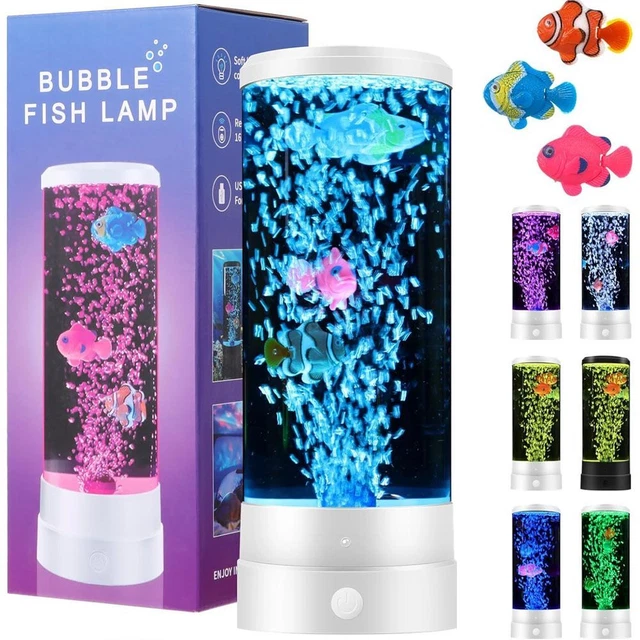 28 CM LED Bubble Fish Lamp Tube Light RGB Colour Changing Mood Fish ...