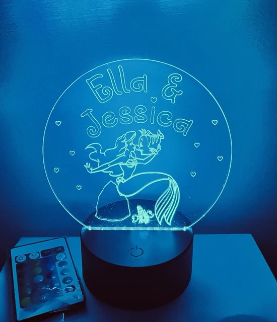 LITTLE MERMAID THEMED LED Night Light - Fully Personalised. Unique Gift ...