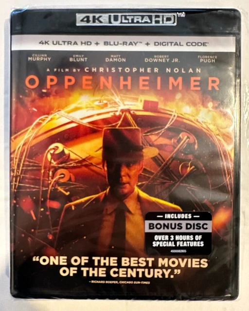 OPPENHEIMER (2023) 4K UHD Blu-Ray Cillian Murphy, Emily Blunt, Matt ...
