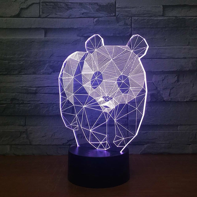 3D PANDA NIGHT Light 7-Color Changing LED Desk Lamp Touch Switch Room ...