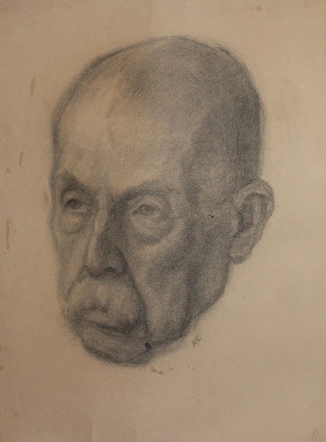 ANTIQUE PENCIL DRAWING old man face portrait signed £77.79 - PicClick UK