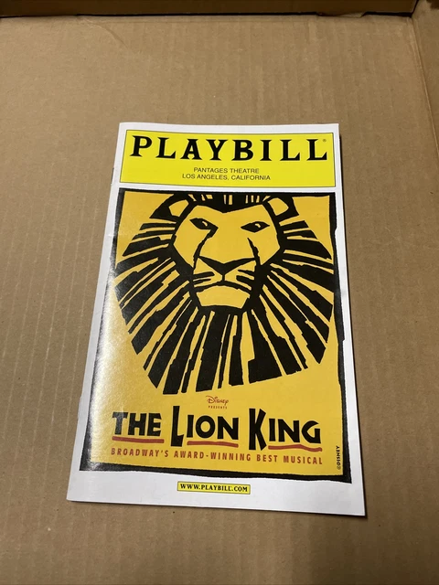 THE LION KING Playbill Pantages Theatre Los Angeles, CALIFORNIA 2001 £7 ...