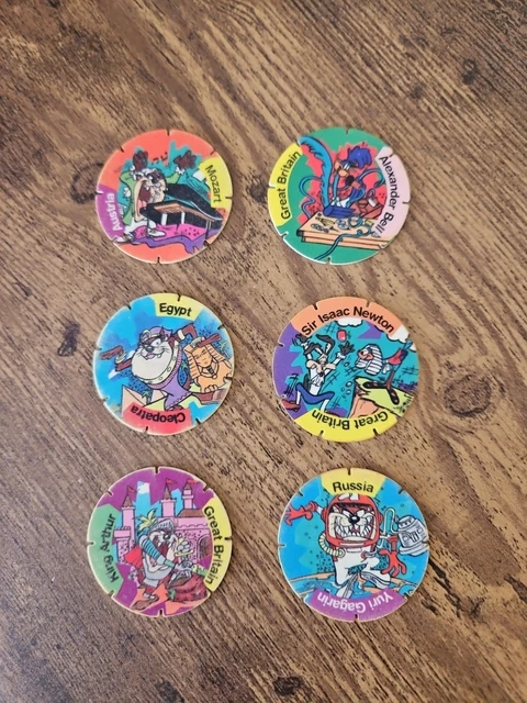 RARE WALKERS WORLD Tazos x6 Historic Figures Series 1996 Looney Tunes £ ...