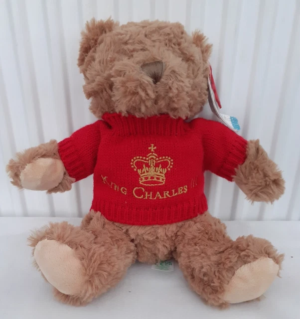 KEEL KEELECO KING Charles III Teddy Bear in Red Jumper, 9-Inch Plush ...