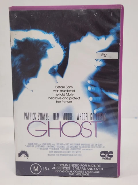 GHOST VHS PATRICK Swayze Demi Moore Video Cassette Tape Purple Big Box ...