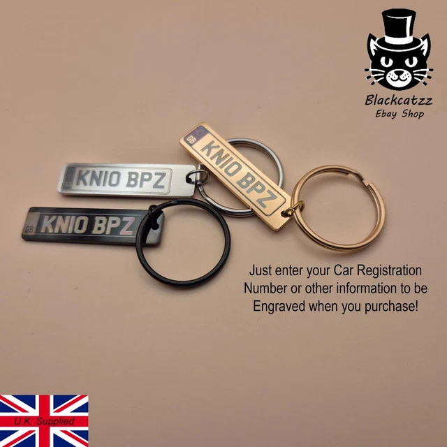 NUMBER PLATE PERSONALISED Keyring Laser Engraved Car custom numberplate ...