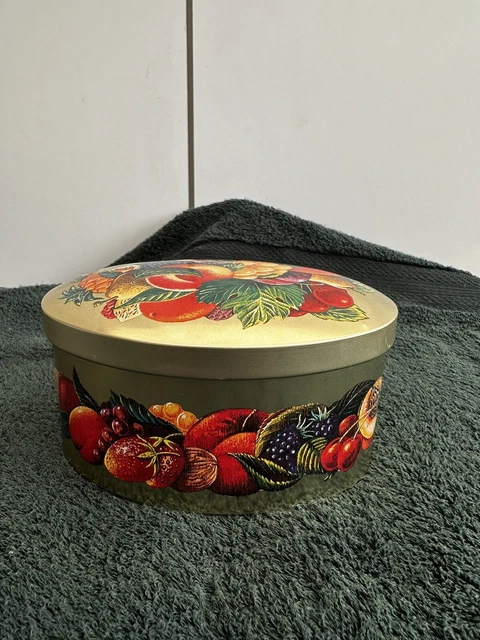 VINTAGE ST MICHAEL Oval Shaped Toffee Sweet Tin - Empty. Fruit Design ...