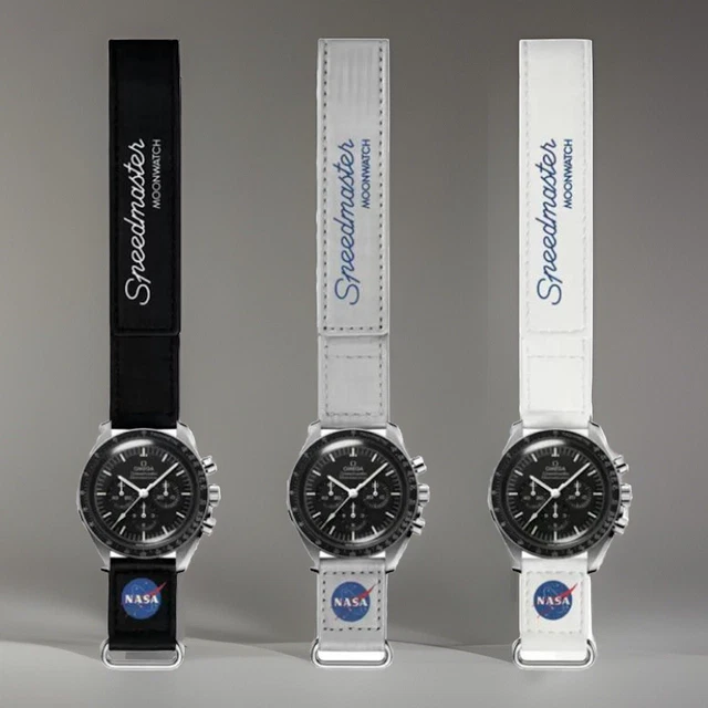 20MM NASA WATCH Strap For Omega Speedmaster MoonSwatch| Black/Blue/Grey ...