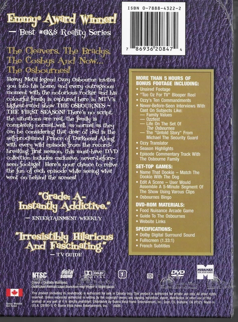 THE OSBOURNES - The First Season (DVD, 2003, 2-Disc Set, Censored ...