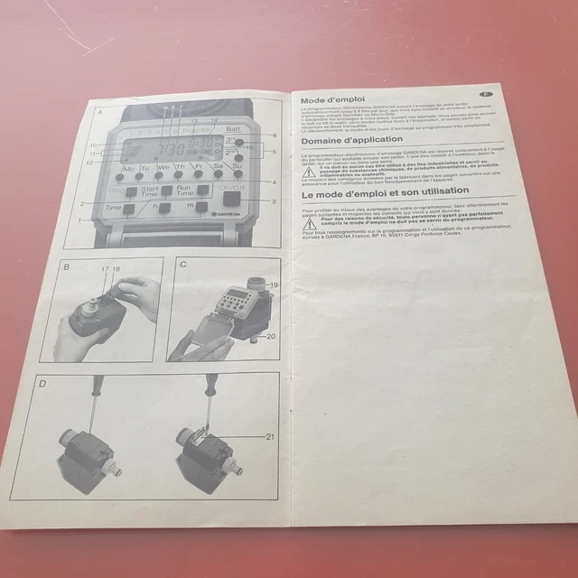 GARDENA MODE D'EMPLOI livret 1163-26 programmateur électrovanne 1060 EUR 9,90 - PicClick FR