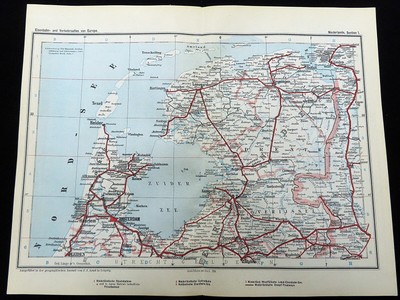 RAILWAY MAP OF Holland Amsterdam Dutch Network Rail Routes Antique ...