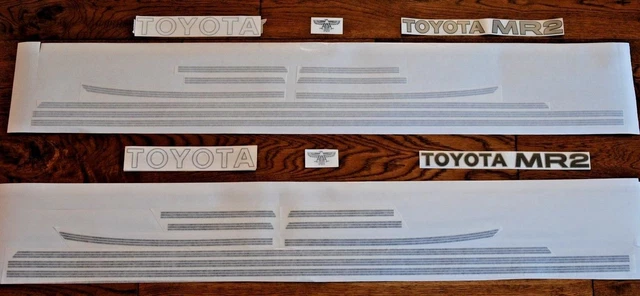 TOYOTA MR2 MK1 Mk1b STICKER SET IN LIGHT SILVER. AW11 DECALS MR2 3 ...