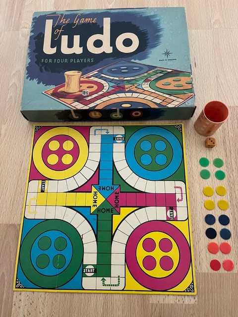 1960S MARCHANT LUDO Board Game Complete Dice & 16x Counters Vintage 60 ...