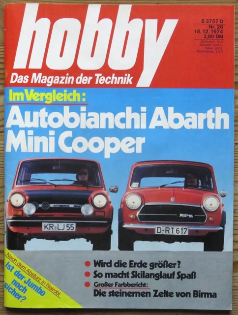 HOBBY 26/74 TEST Autobianchi A 112 Abarth+Innocenti Mini Cooper, HiFi ...