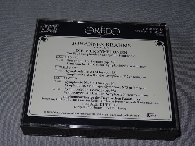 BRAHMS - THE Four Symphonies: Kubelik / Orfeo 3-Cd-Box 1983 (Mint-) EUR ...