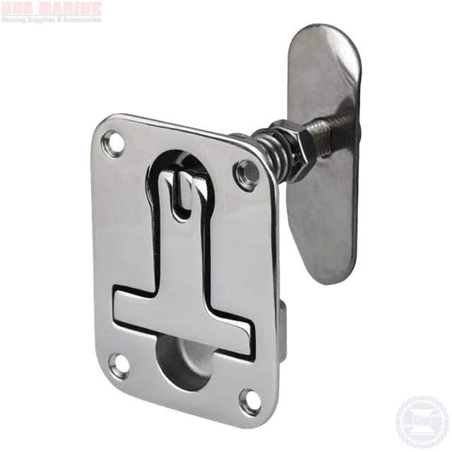 TWIST LATCH CATCH 316 Stainless T Handle Spring Load 100mm x 75mm Boat ...
