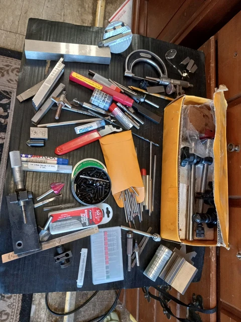 VINTAGE MACHINIST TOOL Box Drawer Lot of Mixed Tools & Other Unknown ...