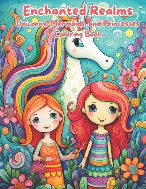 ENCHANTED REALMS: UNICORNS, Mermaids, and Princesses Coloring Book ...