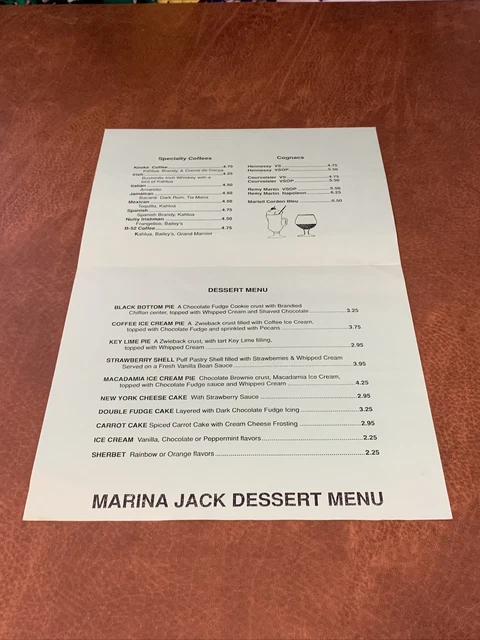 VINTAGE RARE - Marina Jack Restaurant Menu Sarasota Florida $68.33 ...