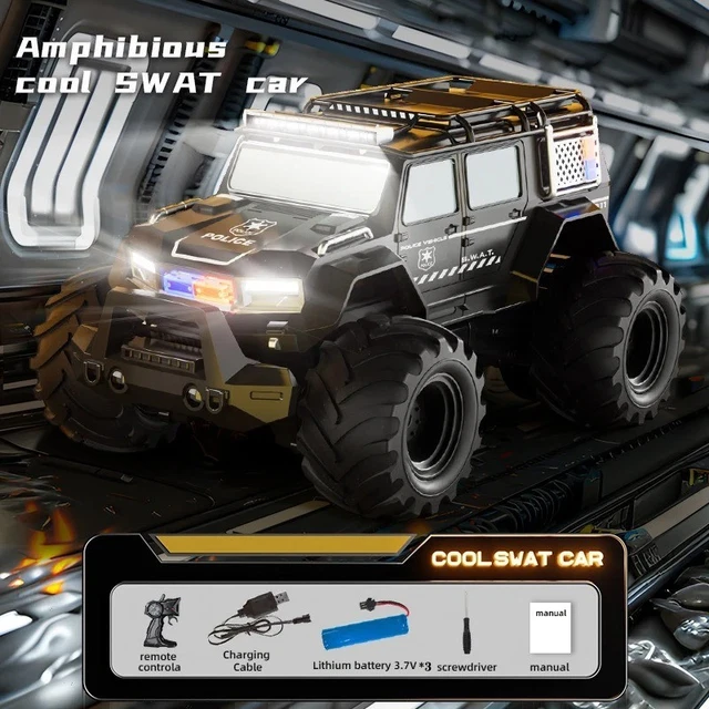 RC 4WD POLICE Stunt Car 1/16 Amphibious Off-Road 2.4G Remote Control ...