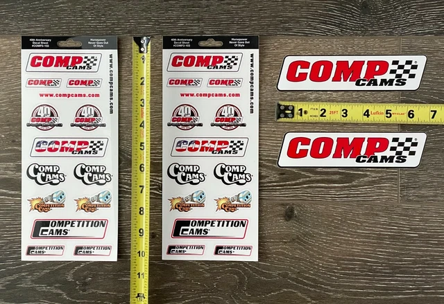 2 COMP CAMS 40th Anniversary Sticker Sheets and 2 COMP Cams 7-Inch Logo ...