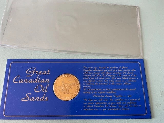 1975 GREAT CANADIAN Oil Sands Commemorative Medallion Coin Alberta ...