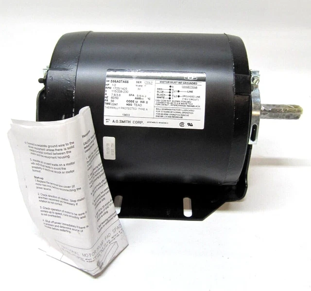 (NEW) A.O. AC Motor 0.5HP 1725/1425RPM 115/208-230V 1 Ph S56A07A66 1343 ...
