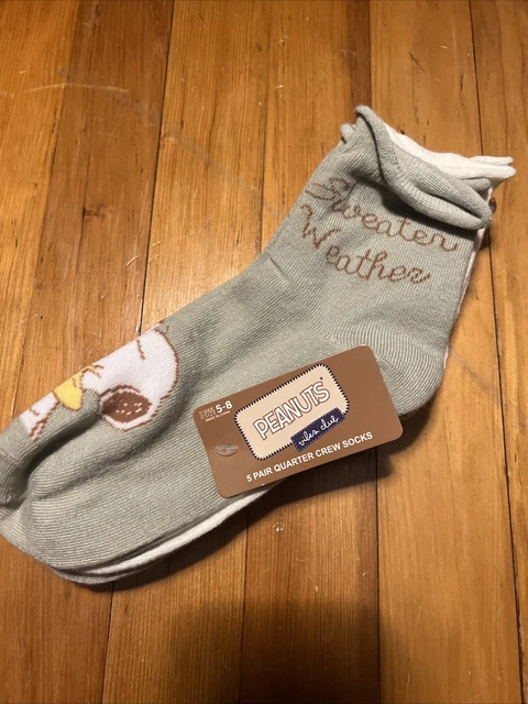 PEANUTS SNOOPY WOODSTOCK FALL 🍁 3 PACK QUARTER SOCKS WOMENS Shoe Sz 9 ...