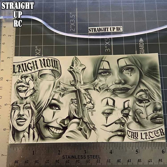 CUSTOM WATERSLIDE DECAL-RC Lowrider "Airbrush Mural" Style "Laugh Now ...