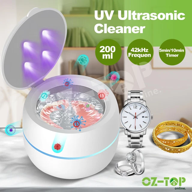 ULTRASONIC UV CLEANER 200ml Ultra Sonic Water Bath Jewellery Watch ...