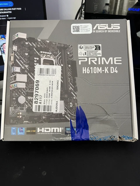 DAMAGED PRIME H610M-K D4 LGA 1700 microATX Intel Motherboard A103 £19. ...