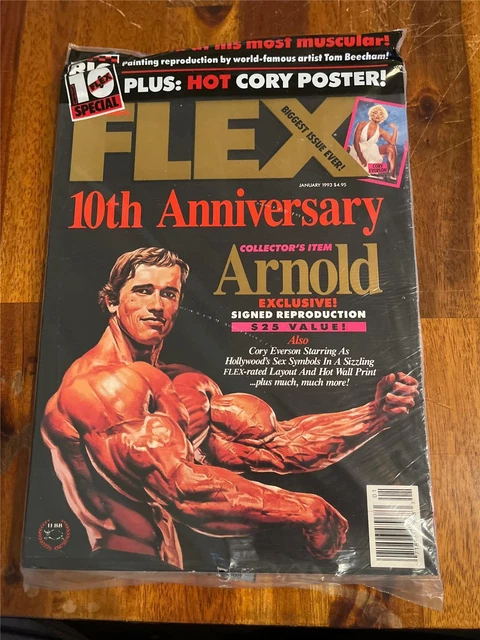 FLEX BODYBUILDING MUSCLE magazine ARNOLD SCHWARZENEGGER/Cory Everson 1 ...