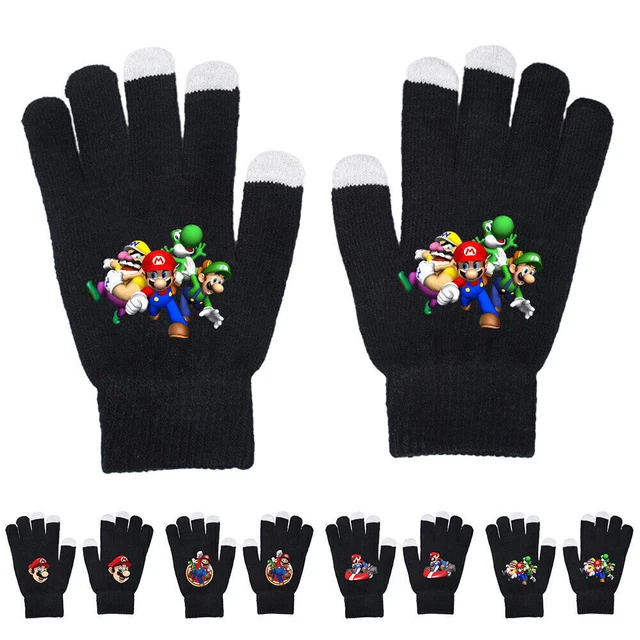 WOMEN MEN SUPER Mario Bros Full Finger Gloves Warm Winter Knit Glove ...