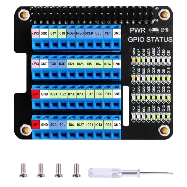 GEEEKPI RASPBERRY PI GPIO Screw Terminal Block Breakout Board HAT with ...