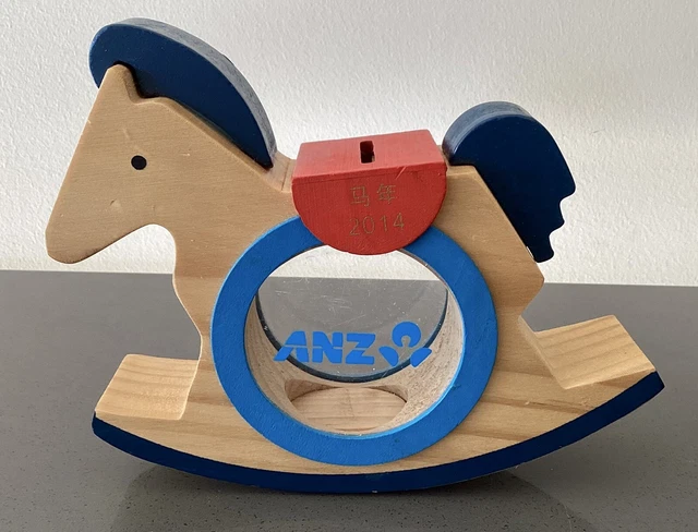 ANZ BANK MONEY Box Chinese Zodiac Lunar New Year 2014 Wooden Rocking ...