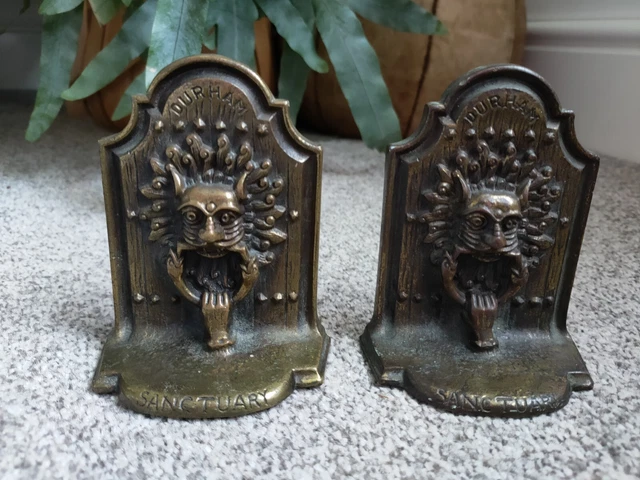ANTIQUE DURHAM SANCTUARY Solid Bronze Bookends Victorian 1800's ...